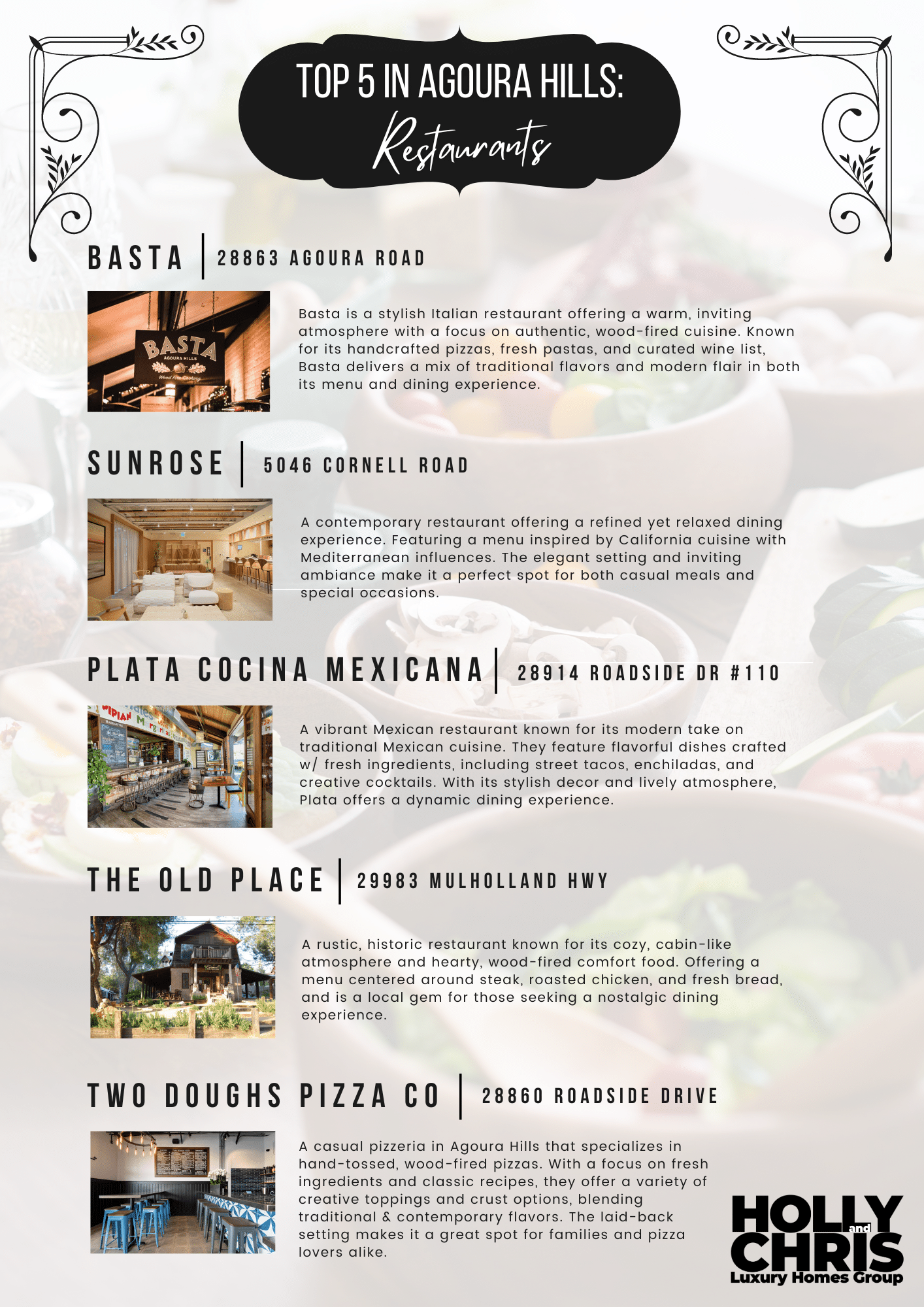 Top 5 Restaurants in Agoura Hills | Holly & Chris Luxury Homes